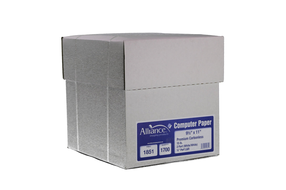 9-1/2" x 11" 2-Part Carbonless (Alliance 1851) Continuous Computer Pap ...