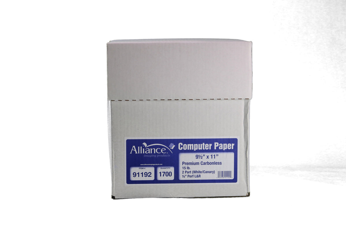 9-1/2" x 11" 2-Part Carbonless (Alliance 91192) Continuous Computer Pa ...
