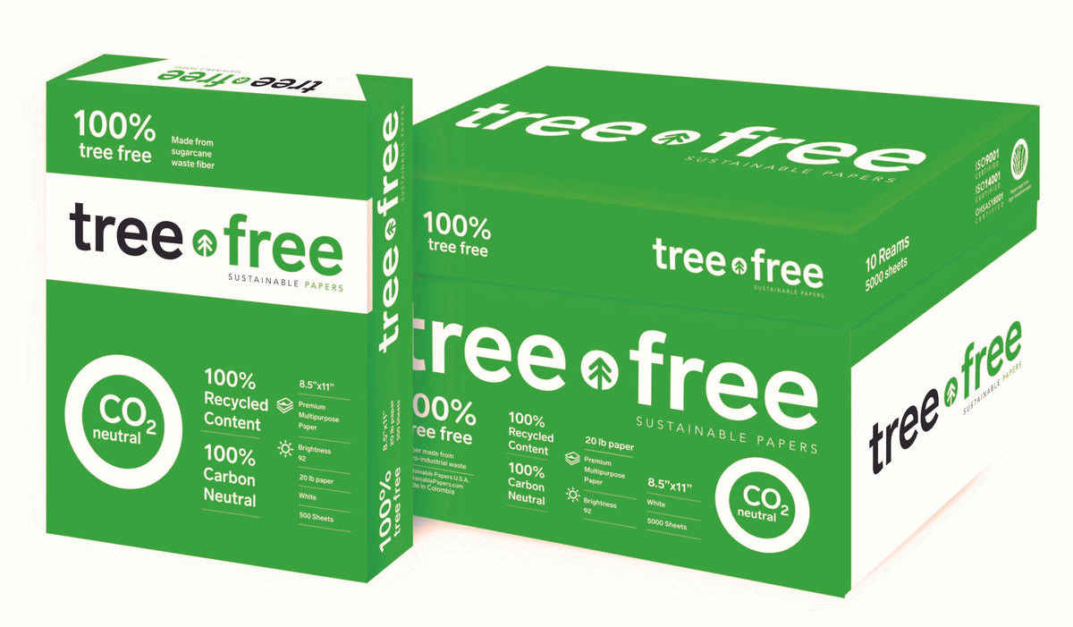 Tree Free Copy Paper, 20lb, 8.5" x 11", 92 Bright. Made from sugarcane ...