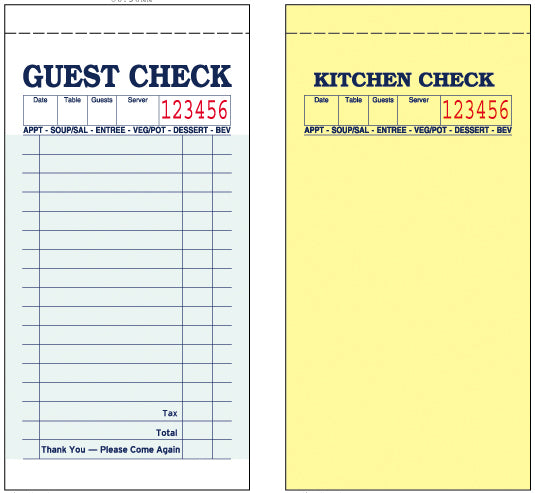 17 Line, Green Guest Check, 2-PART – Paper and Supply